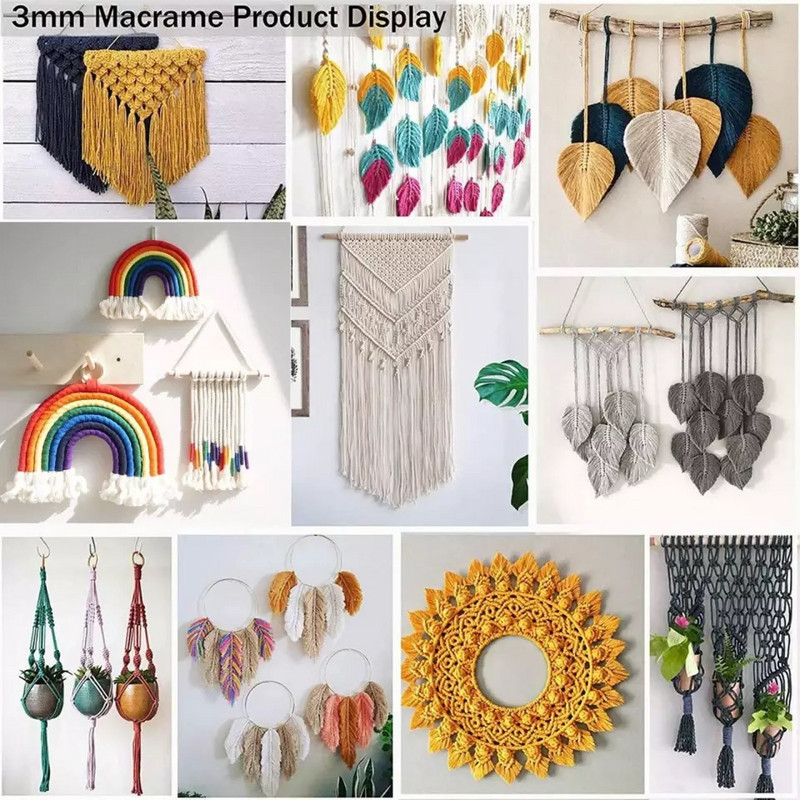 Badu Bg Макраме памучен шнур 2 мм 100 м цветна макраме прежда цветен шнур от юта за окачване на