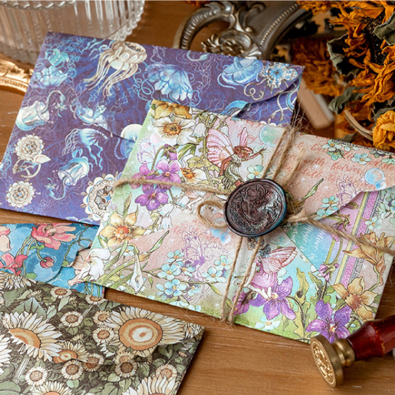 Badu Bg Mr Paper 6 стила 7 бр компл Ретро комплект пликове с цветя Комплект литературни