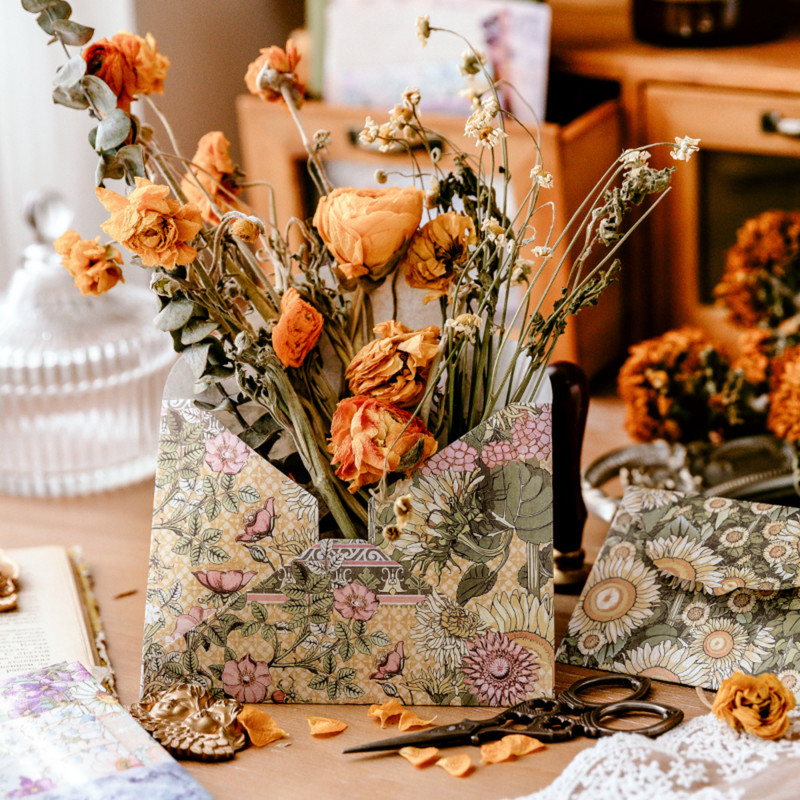 Badu Bg Mr Paper 6 стила 7 бр компл Ретро комплект пликове с цветя Комплект литературни