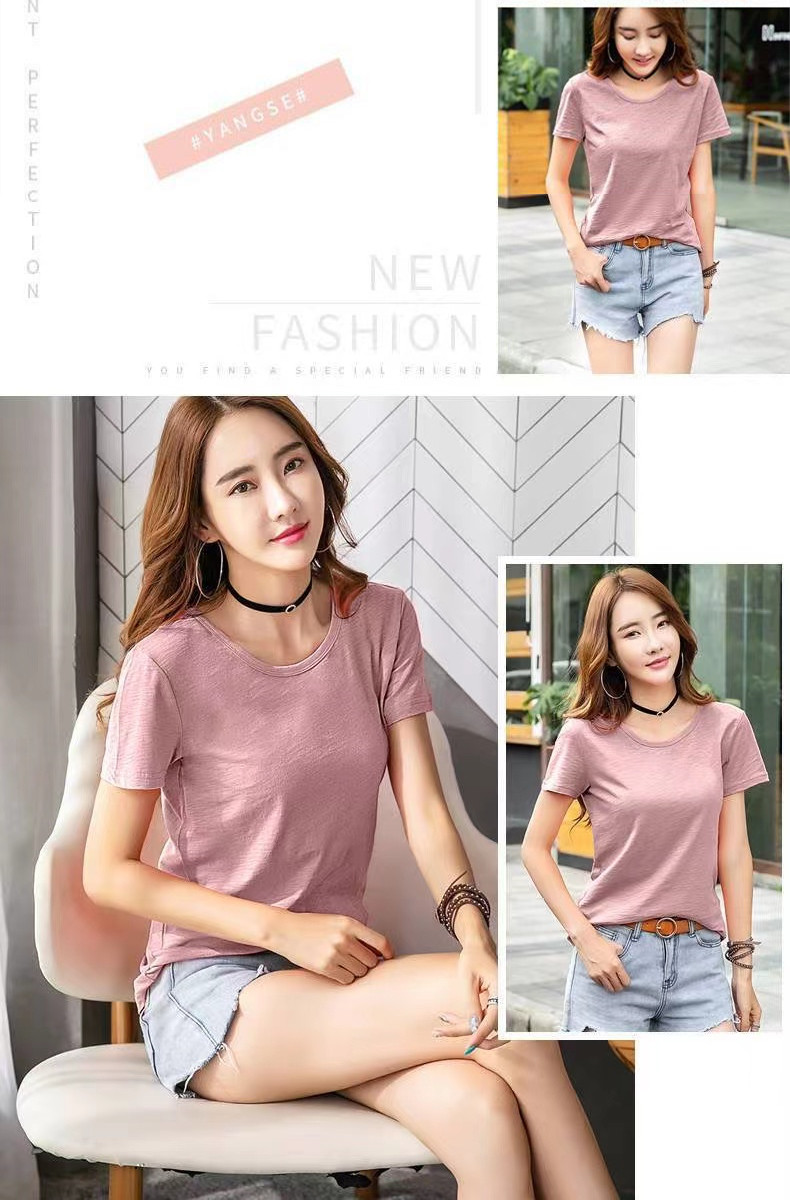 Badu.bg MRMT 2023 Чисто нова дамска тениска Pure Cotton Slub Дамски дамски тениски Свободни ...