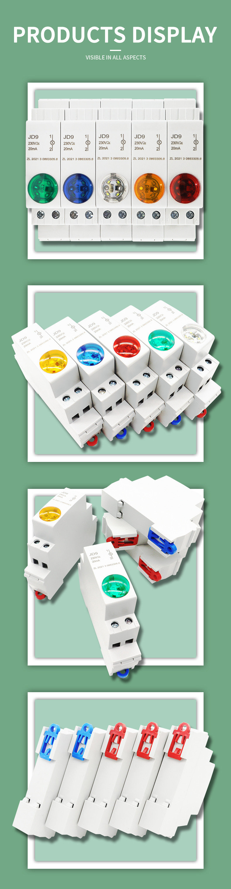 Badu.gr Din Rail Mount LED Signal Lamp Series AC/DC 24V 220V Indicating Indicating Pilot Lights ...