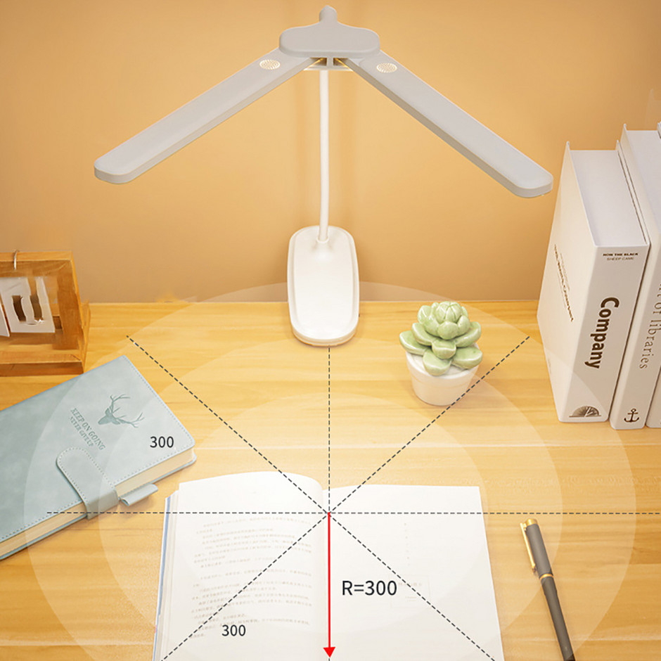 Badu.bg Лампа с щипка за батерии Настолна лампа с двойна глава LED акумулаторна нощна лампа за ...