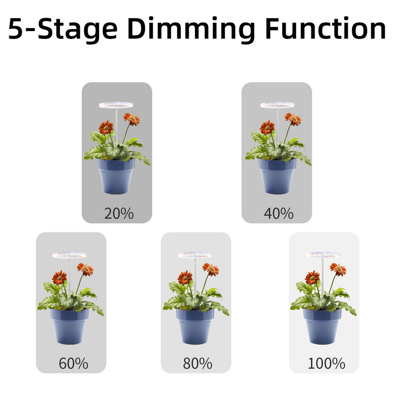 Badu Bg Светодиодна светлина за отглеждане на растения за закрито регулируема Usb светлина за
