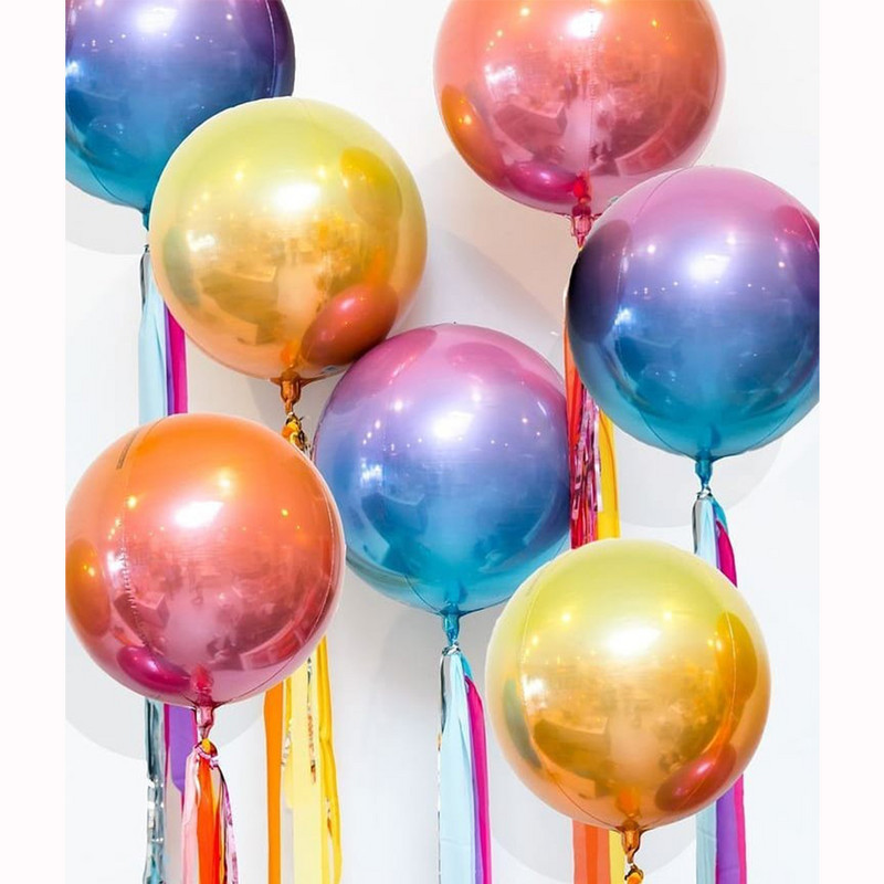 Badu Bg 1pc Starandheart 18 22 инча метален 4d диско градиент цветен балон сватба рожден ден