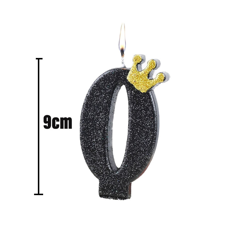 Badu Bg Свещ за торта с номер на корона от черно злато Честит рожден ден Торта за торта Деца