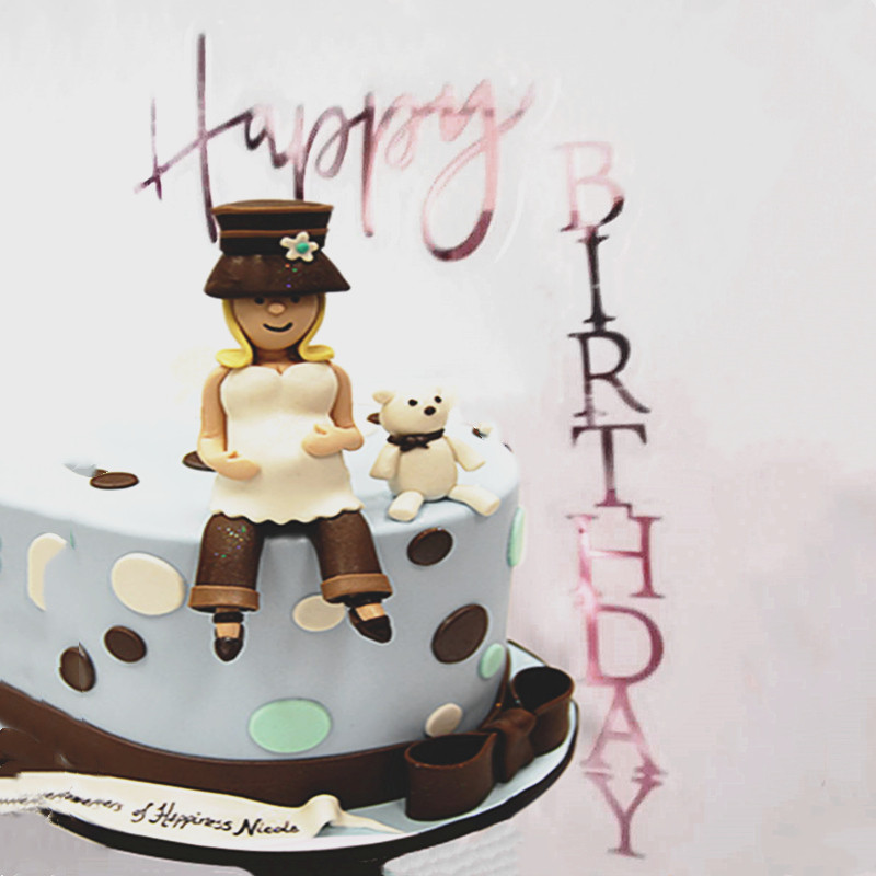 Badu.bg INS Happy Birthday Cake Topper Pink Gold Акрилни торти Toppers ...