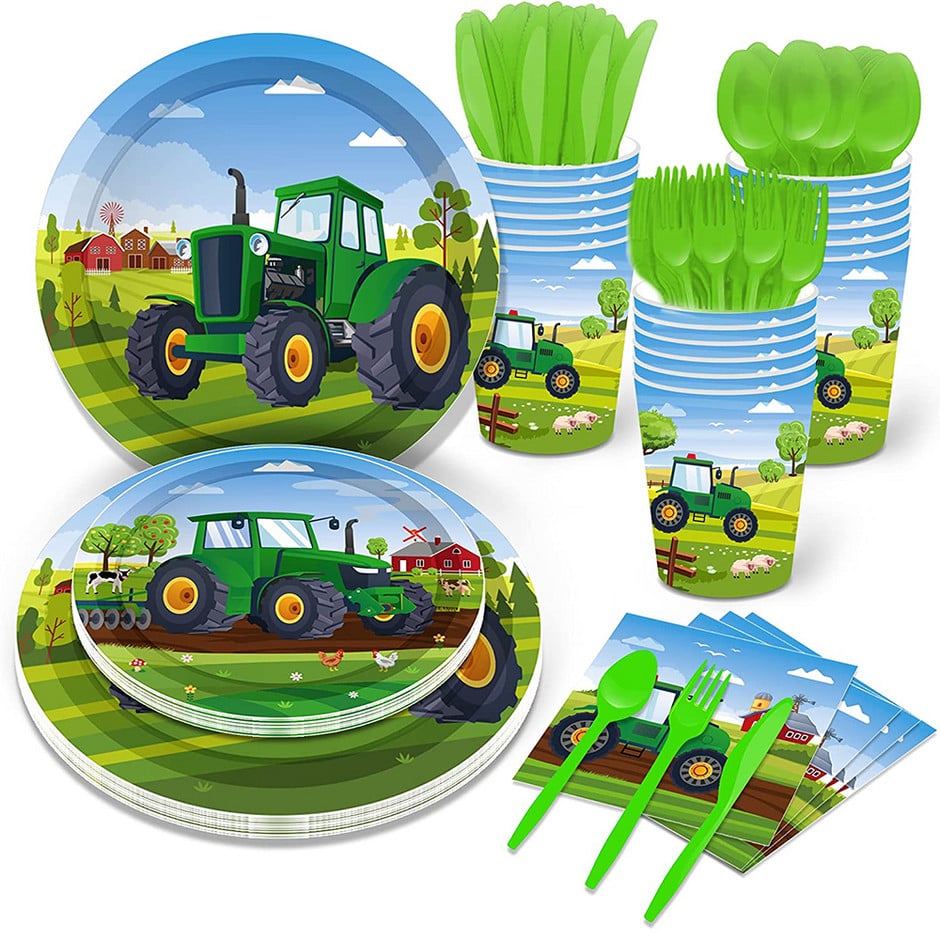 Badu.bg Tractor Cake Topper Green Farm Vehicle Cars Happy Birthday Cake ...