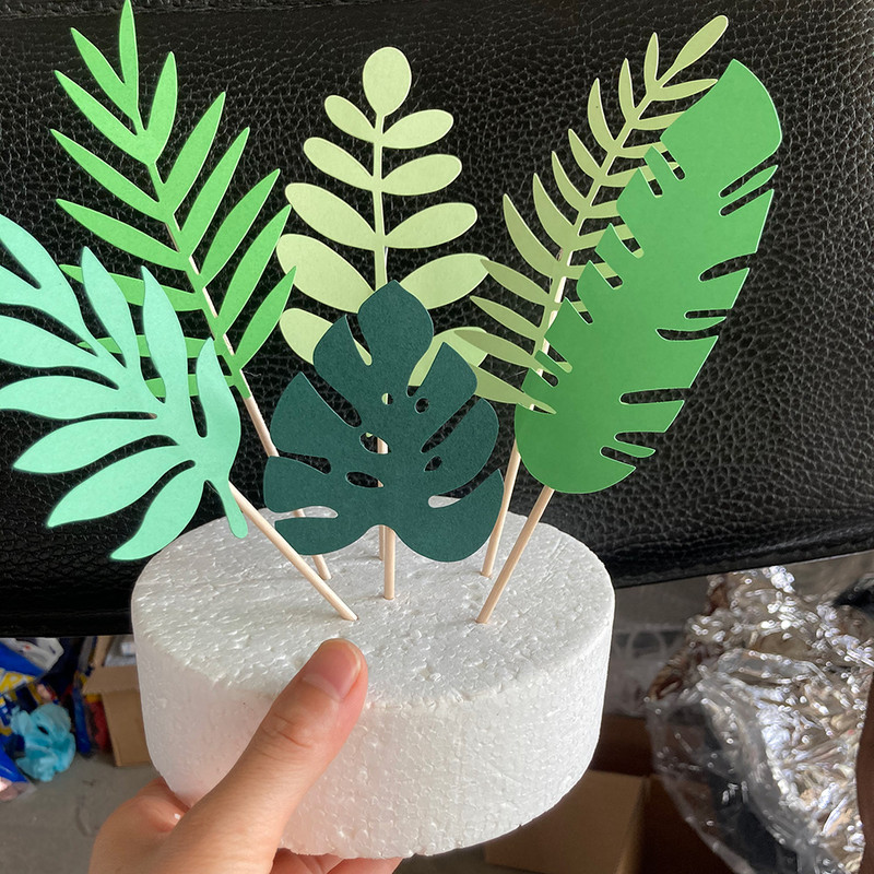 Badu Bg 12 бр компл Тропически сватбени палмови листа Листа на Монстера за Safari торта