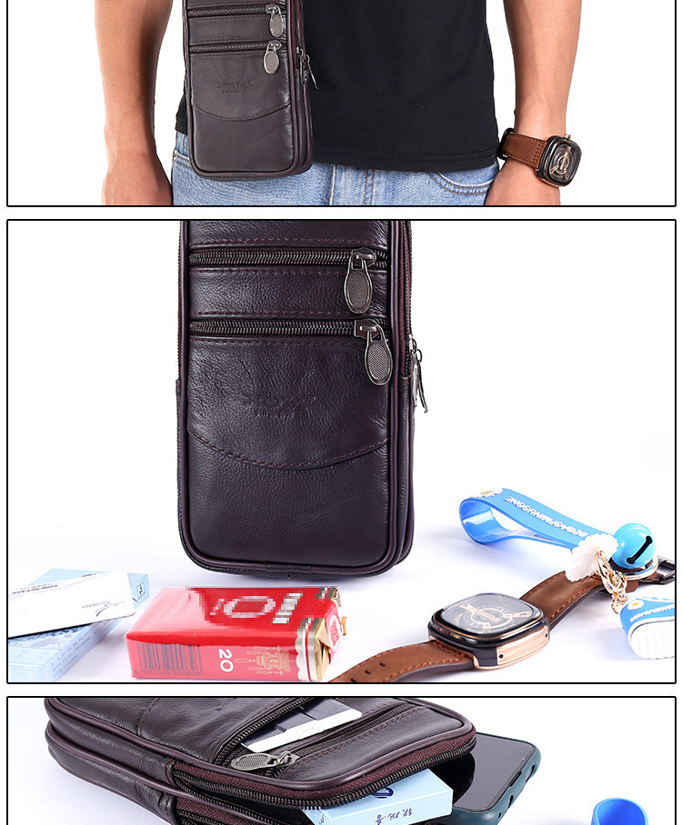 Badu Bg Мъжки чанти за кръста от естествена кожа Чанти за телефонни чанти Мъжка ръчна чанта
