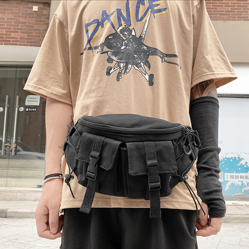 Badu Bg Унисекс улични чанти за талия Ежедневни едноцветни чанти за ракла Платнени дамски мъжки