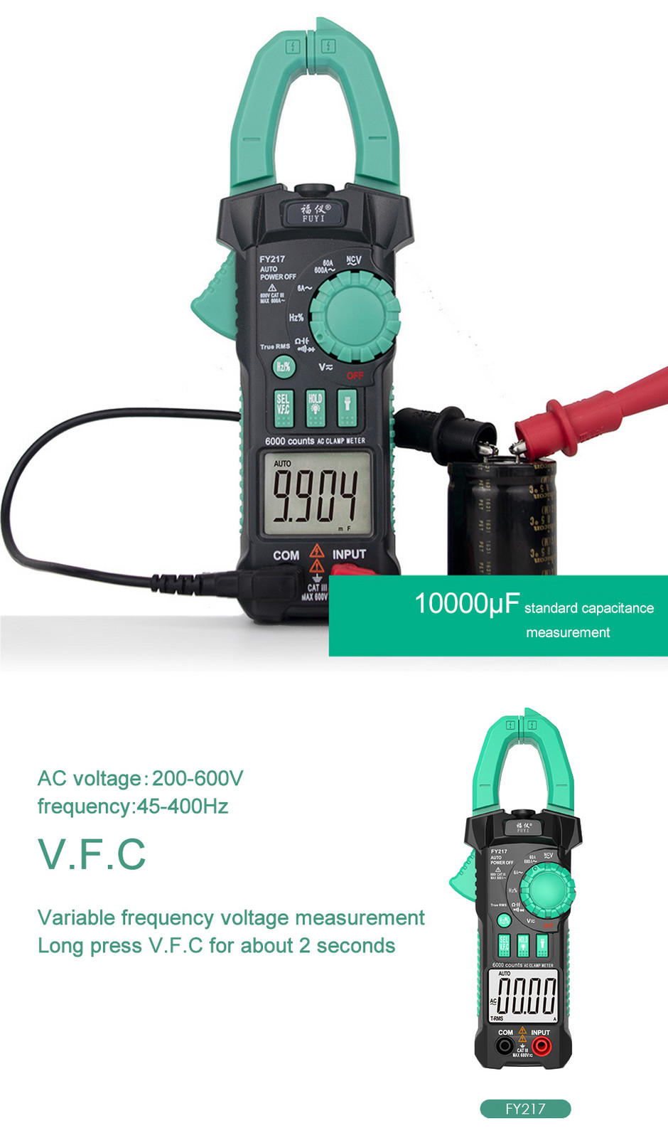 Badu Bg Мултиметър с Ac Dc клещи Vfc Цифрови клещи за измерване на ток