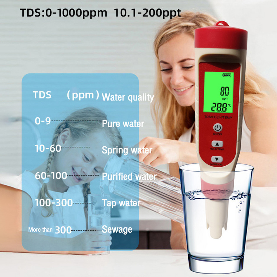 Badu Bg Tds Ph метър Ph Tds Ec температурен метър Цифров монитор за качество на водата Тестер за