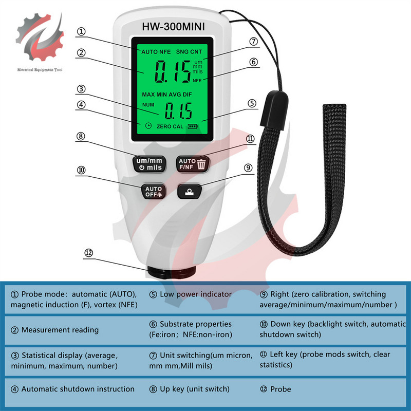 Badu Bg Hw 300pro Високо прецизен МИНИ уред за измерване на дебелината