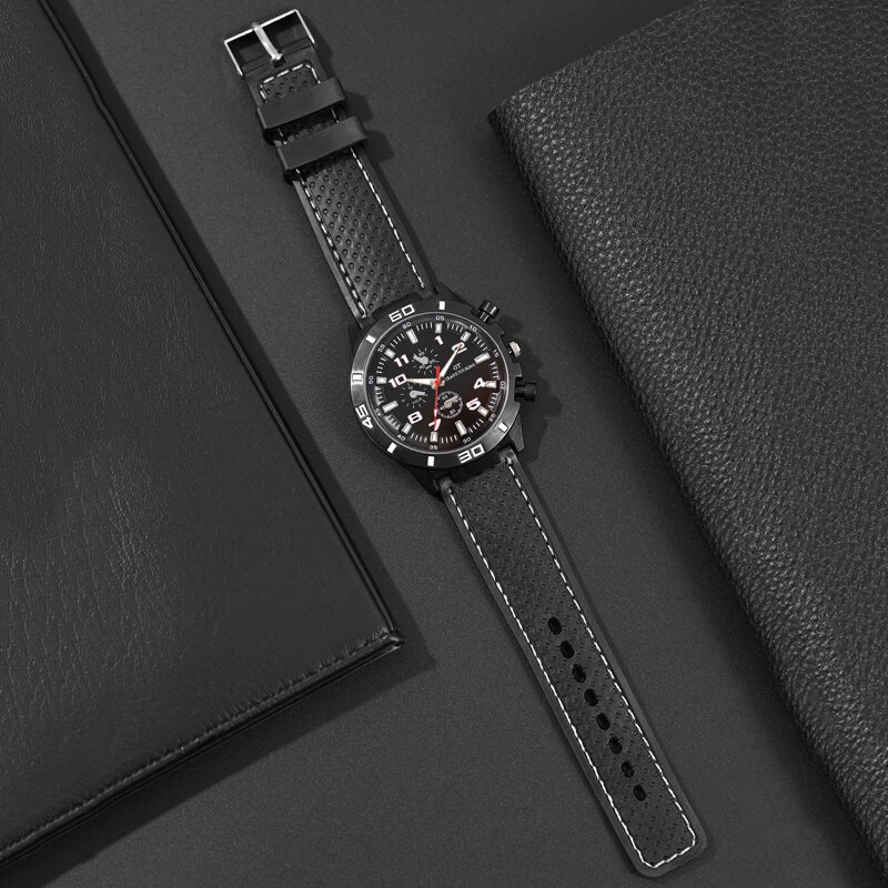 Badu Bg Модни мъжки спортни часовници Класически черен силиконов луксозен състезателен кварцов