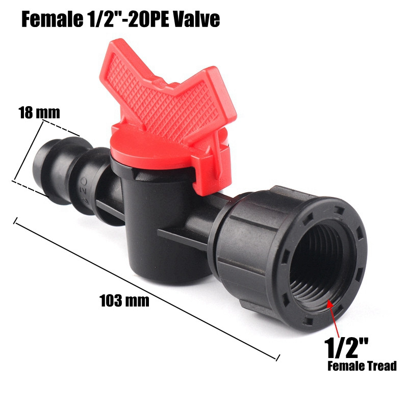 Badu Bg 1pc 1 2 3 4 женски сферичен кран 16 20 Mm Pe съединител за напоителна тръба Резбови