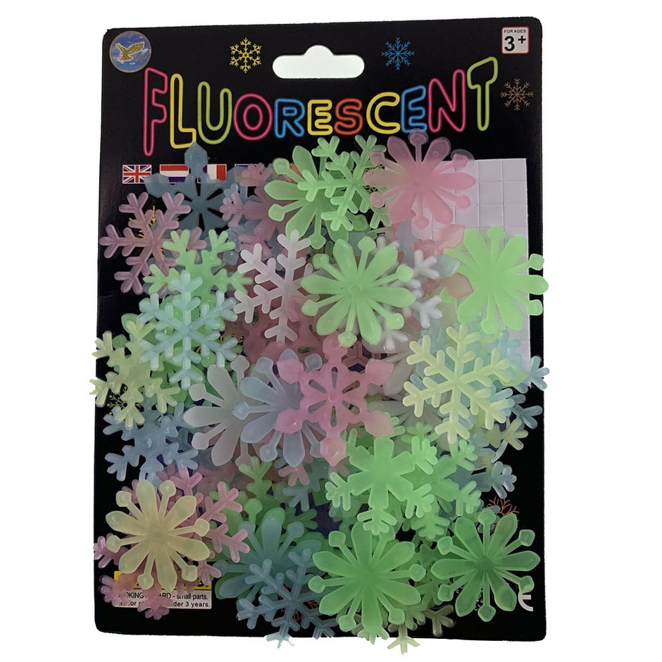 Badu Bg 50бр Светещ светещ камък във формата на снежинка за стикери за стена за детска спалня