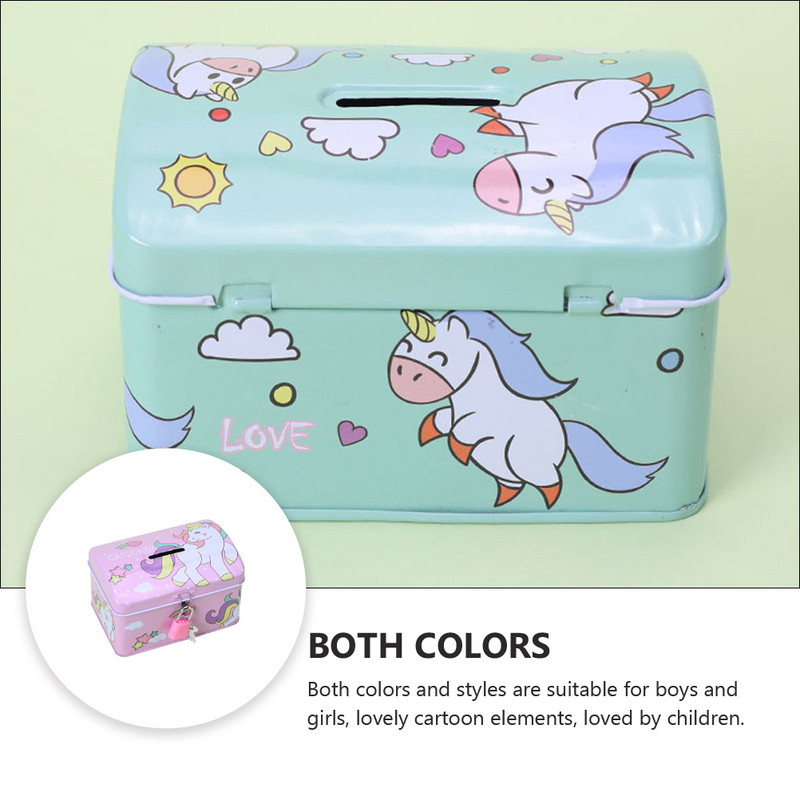 Badu.bg Касичка еднорог Метална кутия за съхранение Детска банка за ...