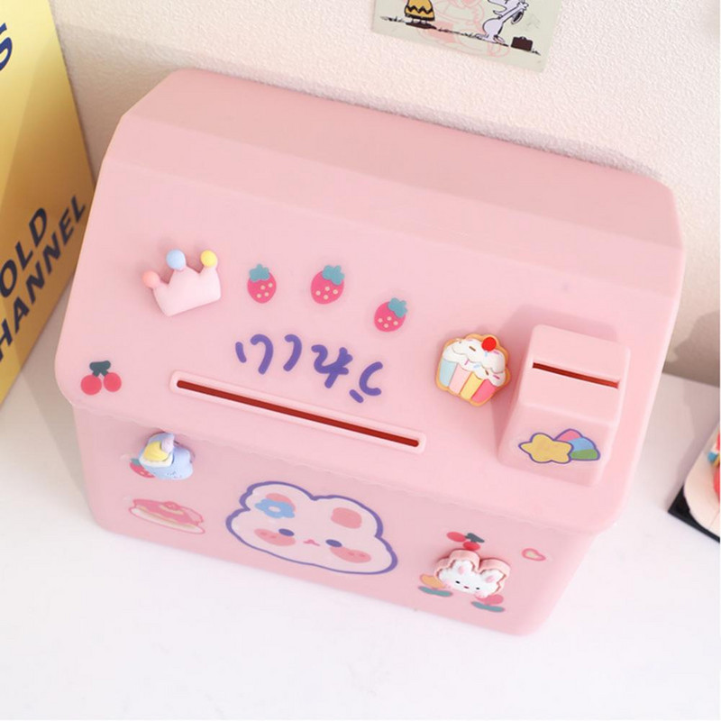 Badu Bg Издръжлив буркан за пестене на монети Мини къща Преносима карикатура Кутия за съхранение