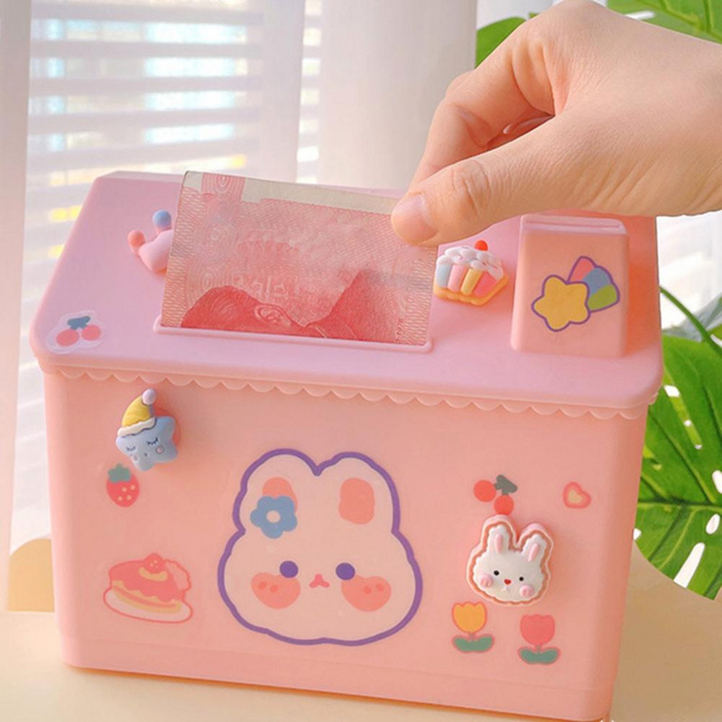 Badu Bg Издръжлив буркан за пестене на монети Мини къща Преносима карикатура Кутия за съхранение