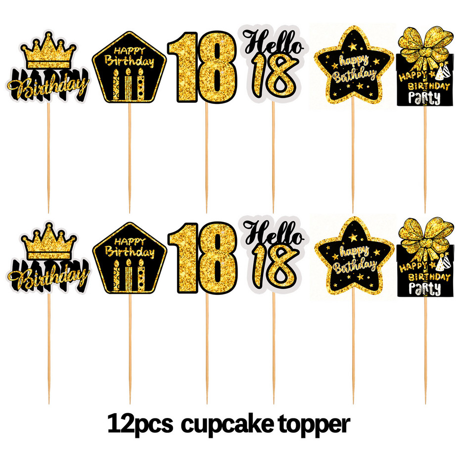 Badu Bg Златен черен Честит 18 ти 30 ти 40 ти 50 ти 60 ти рожден ден Банер Висящи овесарки