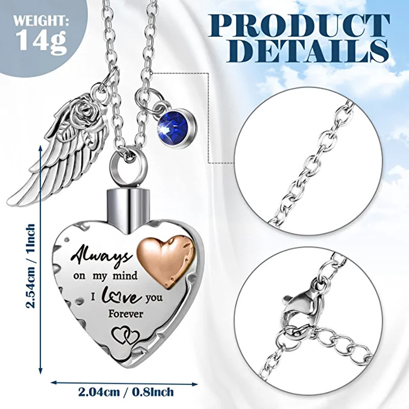 Badu Bg Държач за пепел Мемориална урна Колиета Висулка за татко мама Сърце от неръждаема