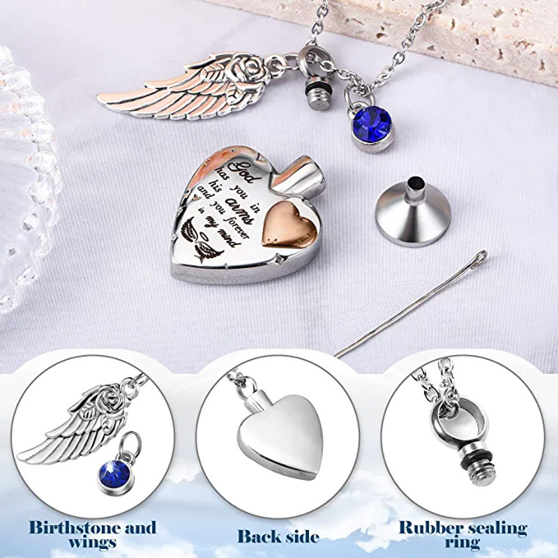 Badu Bg Държач за пепел Мемориална урна Колиета Висулка за татко мама Сърце от неръждаема