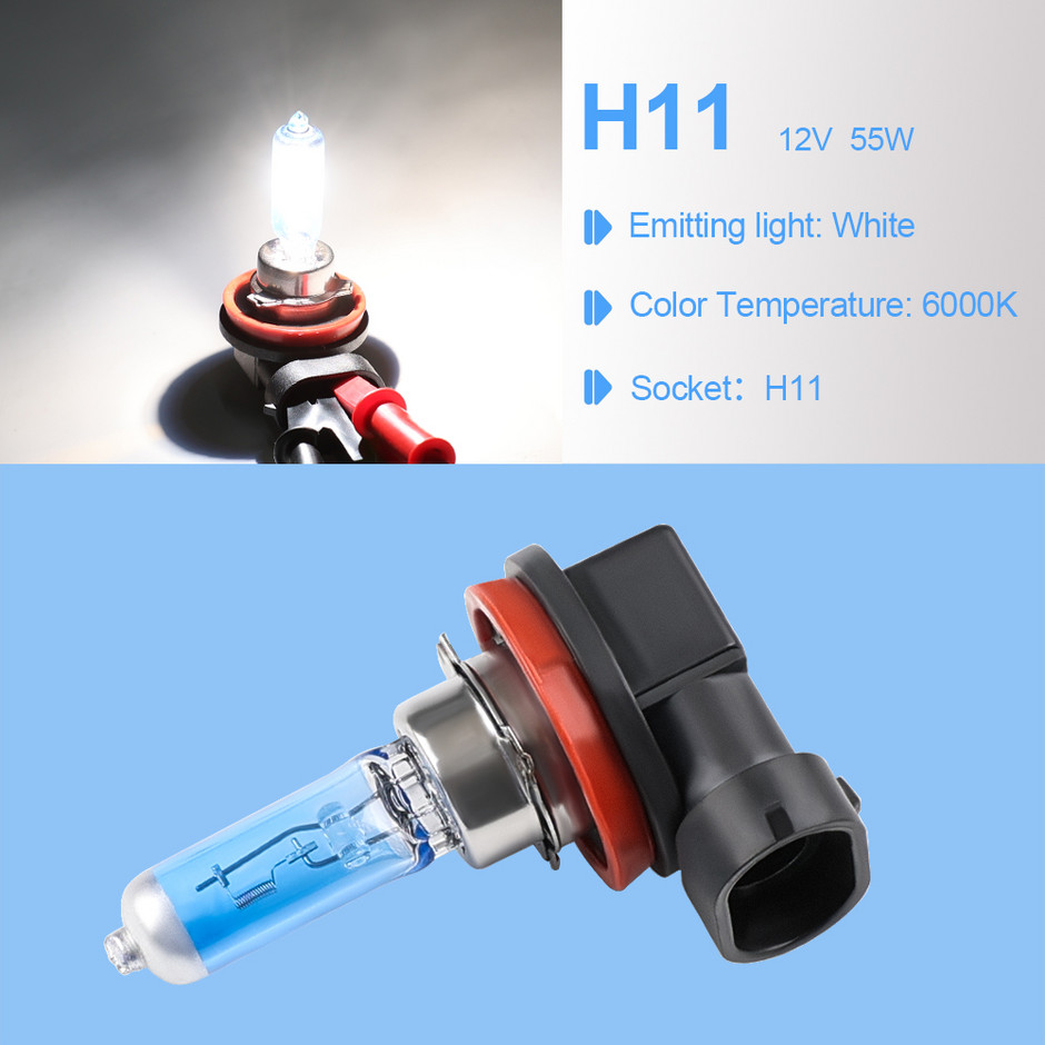 Badu.gr H11 6000k Super White Halogen Light Bulb 12v 55w Headlights ...