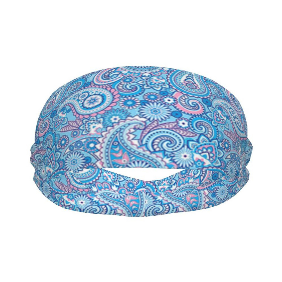 Badu Bg Сини форални спортни предпазни ленти за пот за унисекс бохемски бохо еластични ленти за
