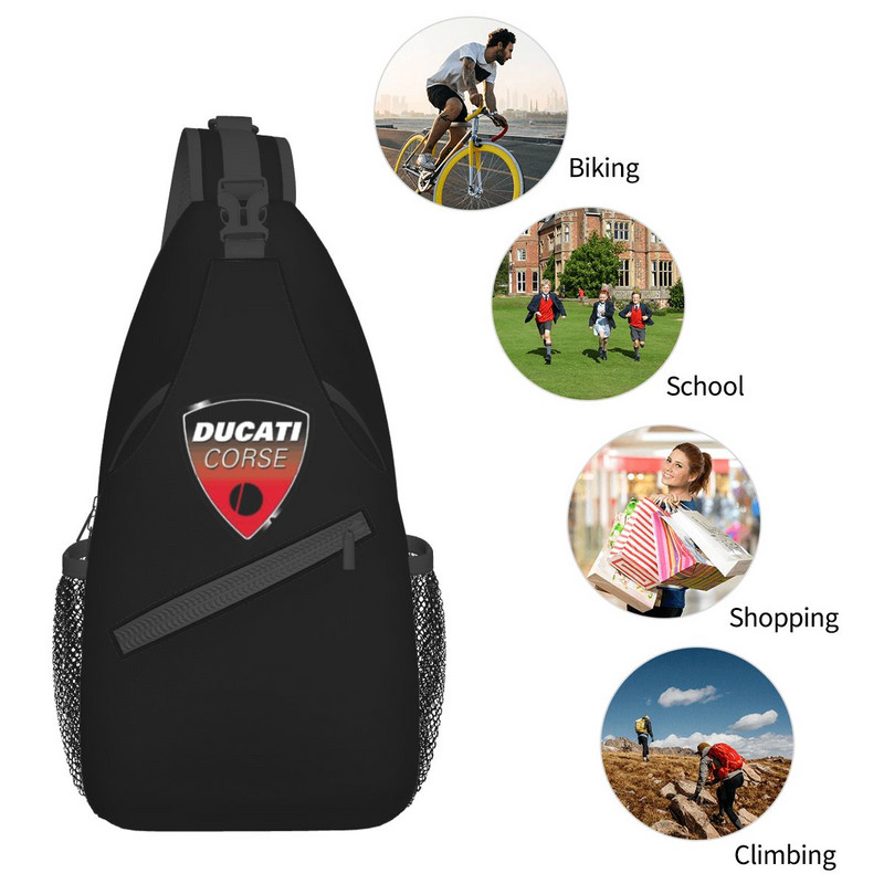 Super Bike Ducati Corse Sling Backpack Sling Bag Туристическа туристическа чанта за ракла Дневна ...
