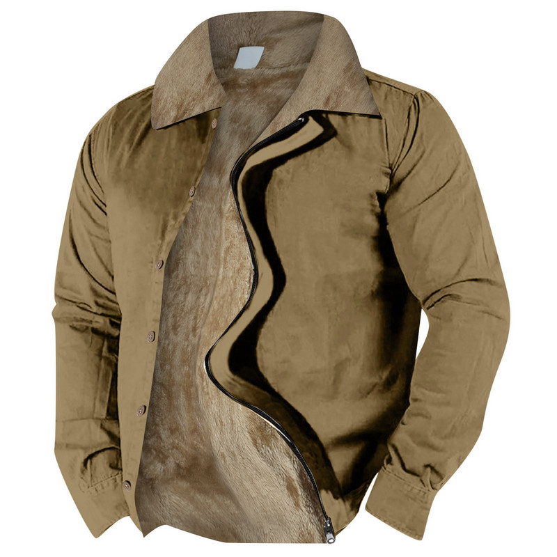 Badu Bg Зимни якета за мъже Яке Мъжко плътно кадифено зимно обикновено дебело цветно яке през