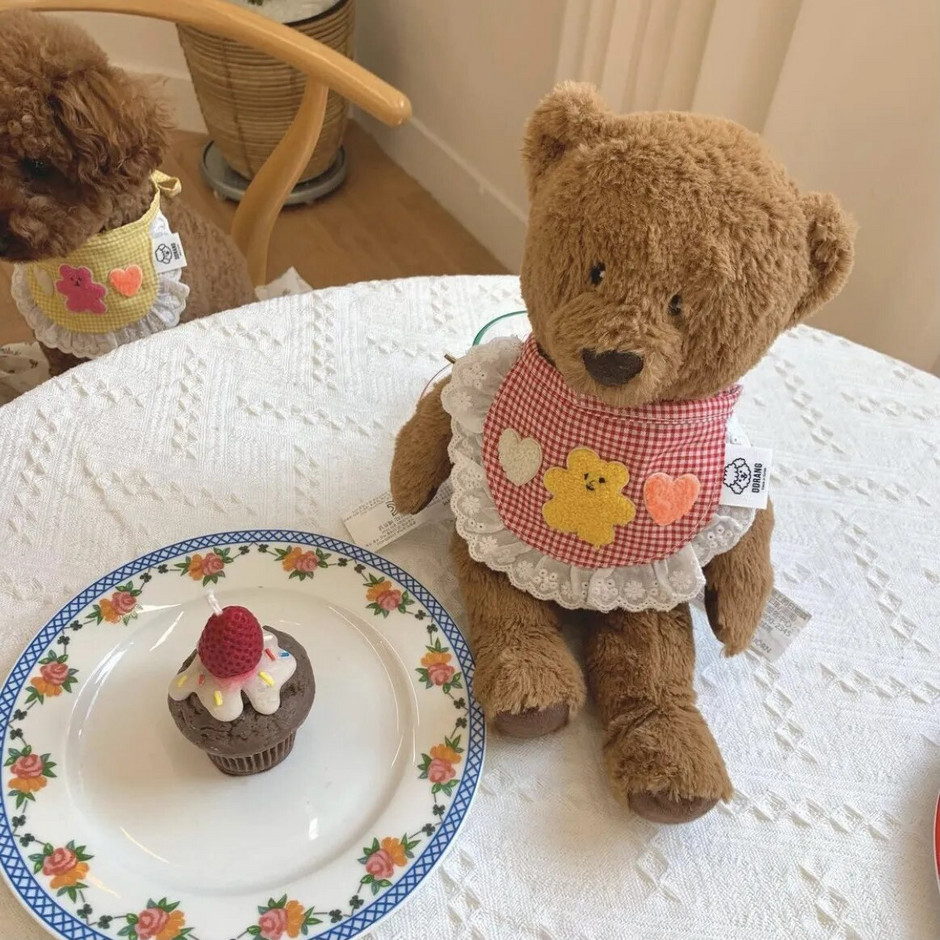 Badu.gr INS Cute Love Bear Pet Slobber Bib Κεντημένη σαλιάρα για ...