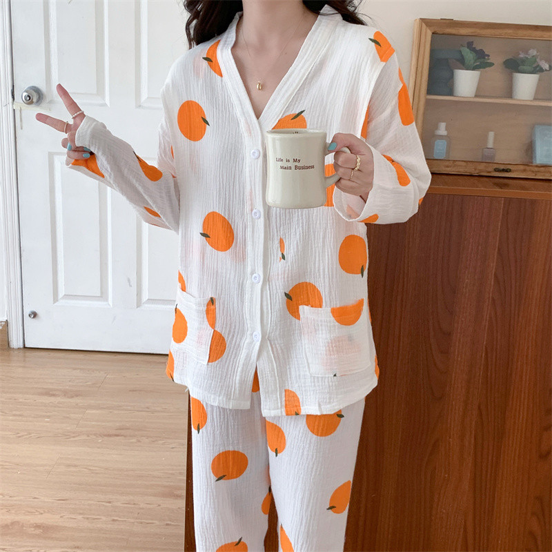 Badu Bg Костюм за дрехи от чиста памучна марля Комплект пижами за бременни жени Памук лято есен