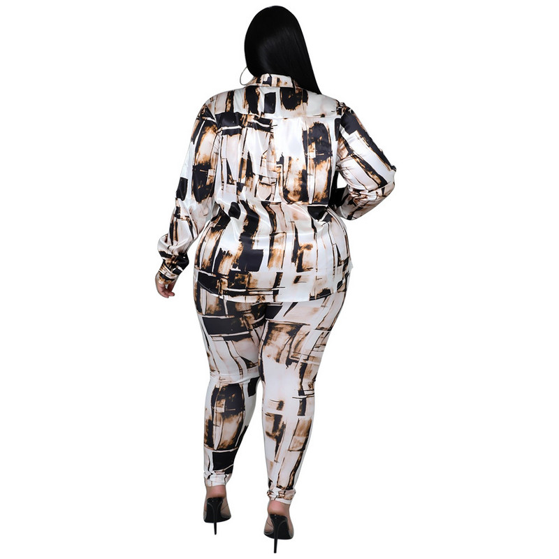 Badu.bg L-4XL Зимни комплекти големи размери за жени Риза и панталони с дълъг ръкав Tie Dye 2 ...