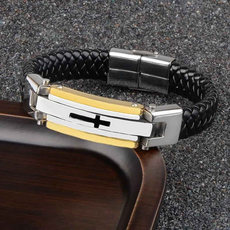 Badu Bg Нови плетени гривни от естествена кожа Закопчалка от неръждаема стомана Каишка с