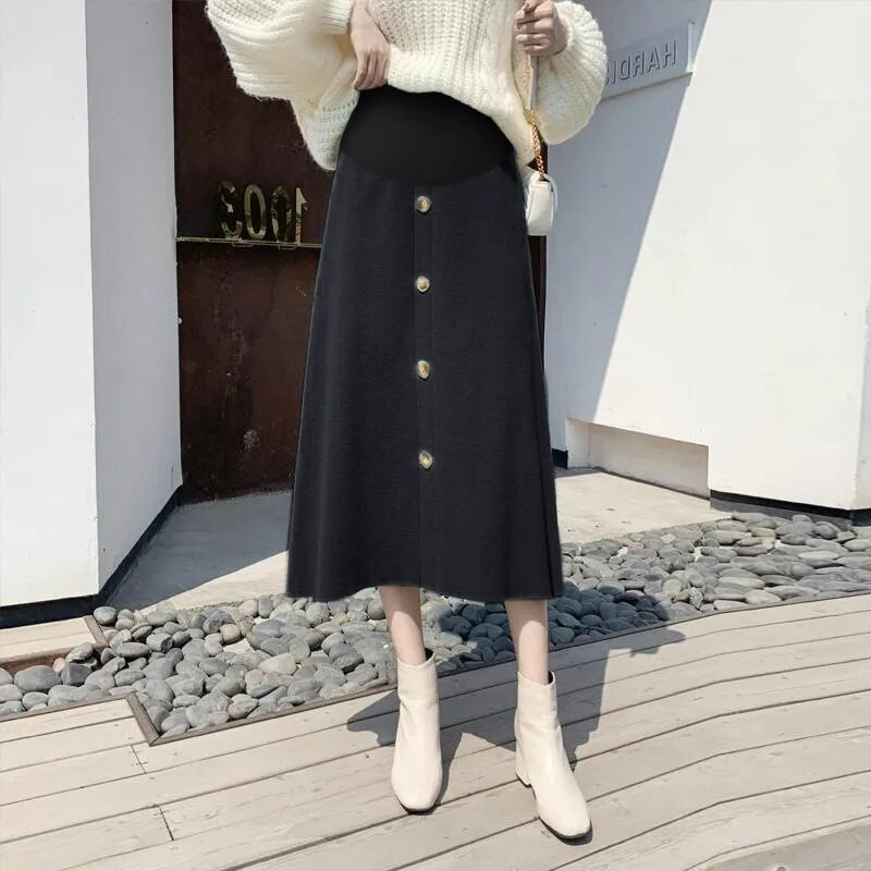 Badu Bg Дълги модни поли за бременни жени Памучна пола за бременни Голям размер Пола за бременни