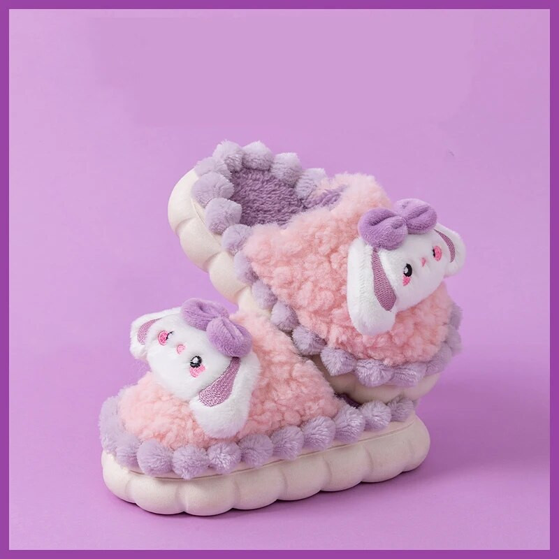 Badu Bg Сладко куче Карикатура Есен Зима Детски плюшени чехли Мека подметка Неплъзгащи се топли