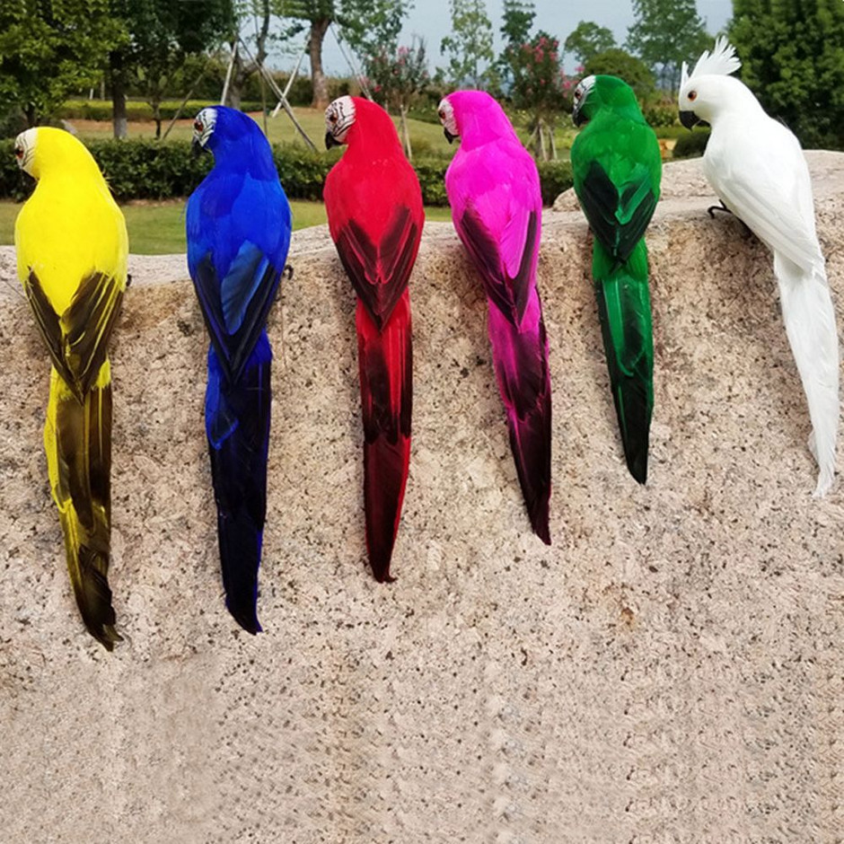 Badu.gr 25cm Χειροποίητο Simulation Parrot Creative Feather γκαζόν ...