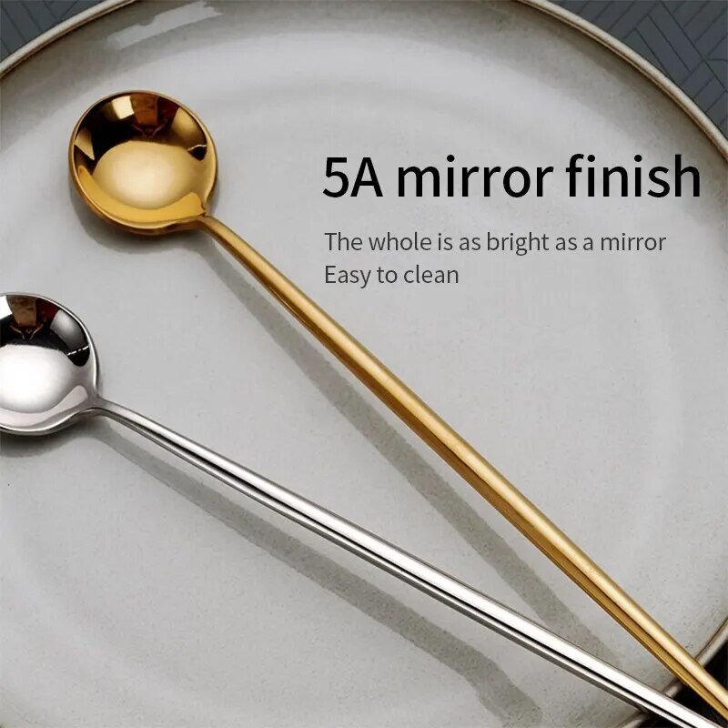 Badu Bg Комплект златни лъжици от 12 части красива златна лъжица за кафе с дълга дръжка