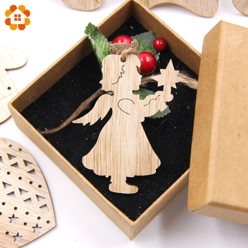 Badu Bg 6pcs Прекрасни европейски коледни дървени висулки Орнаменти