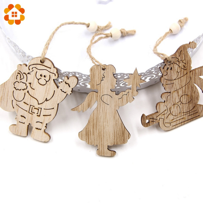 Badu Bg 6pcs Прекрасни европейски коледни дървени висулки Орнаменти