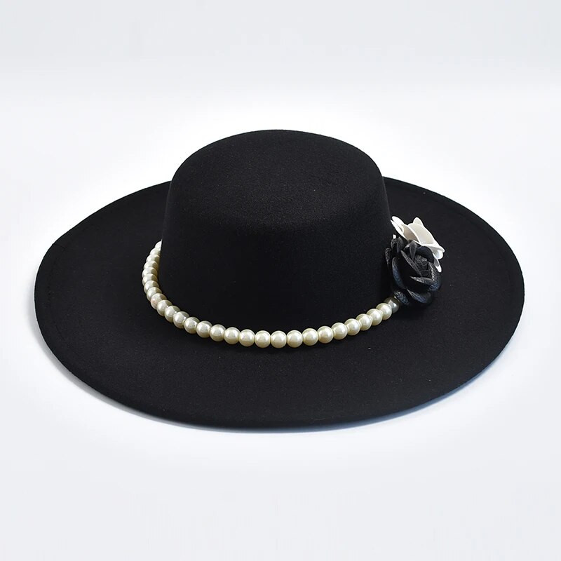 Badu Bg Шапка Fedora във френски стил за жени 10cm широка периферия с