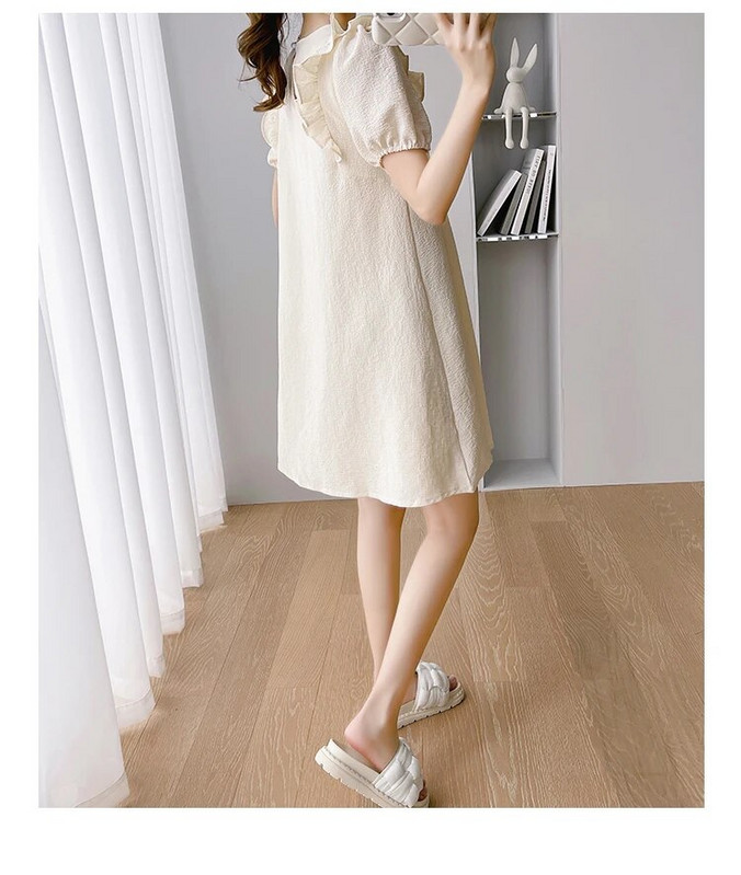 Badu Bg Лятна рокля за бременност и кърмене 2023 г Рокля с буф ръкави