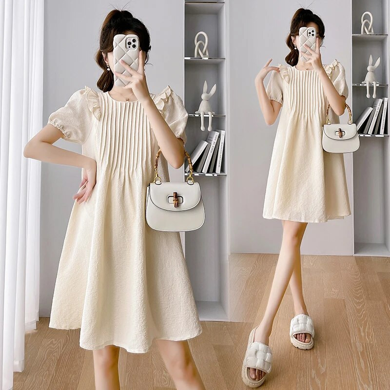 Badu Bg Лятна рокля за бременност и кърмене 2023 г Рокля с буф ръкави