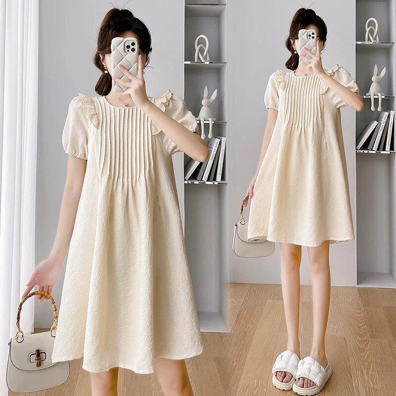 Badu Bg Лятна рокля за бременност и кърмене 2023 г Рокля с буф ръкави