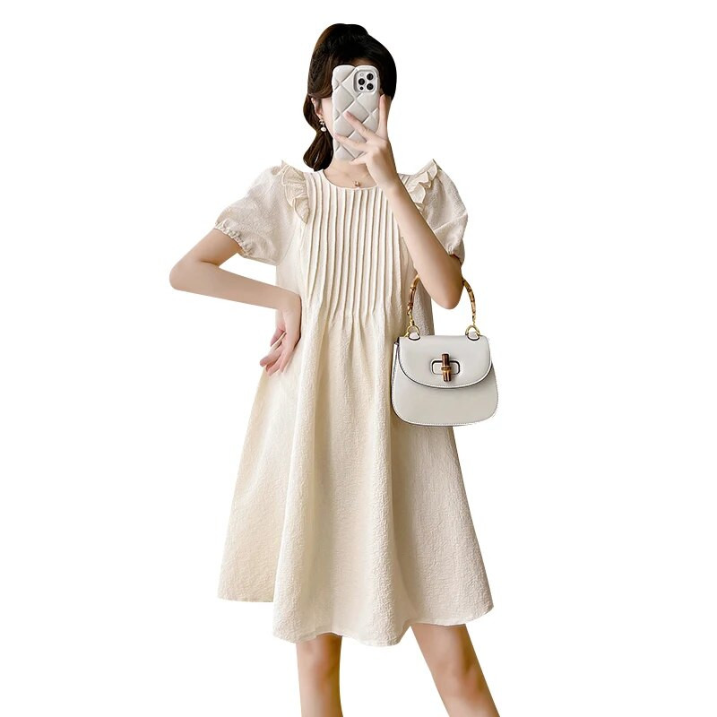 Badu Bg Лятна рокля за бременност и кърмене 2023 г Рокля с буф ръкави