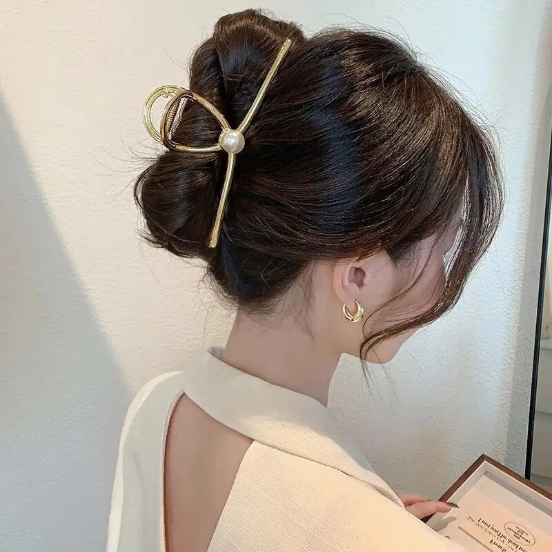 Badu Bg Нова пънк геометрична метална златиста сребърна проста щипка за коса с нокът за жени