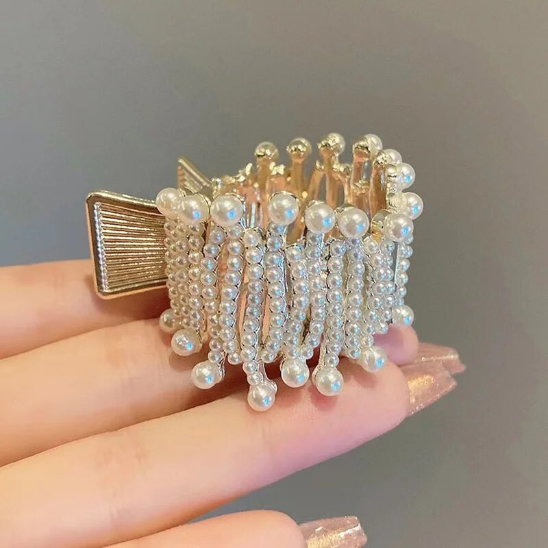 Badu Bg 1 бр Дамска щипка за хващане с висока конска опашка Фиксирана перлена фиби за тила