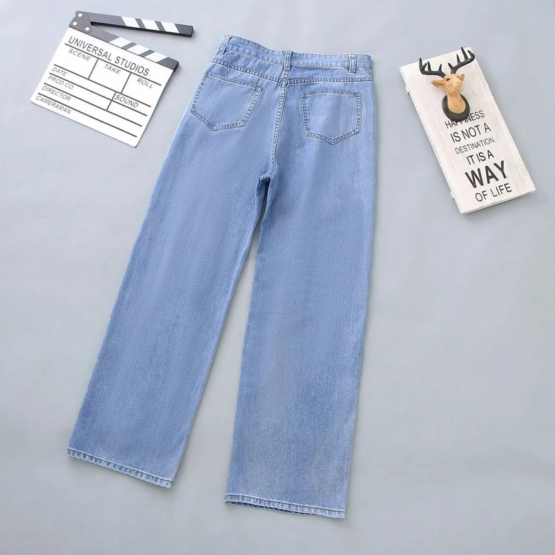 Badu Bg Дамски модни широки скъсани дънки за гаджета за дамски дънки с висока талия Женски