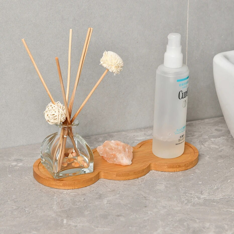 Badu Bg Дървена тава за дозатор за сапун Суета Плот Бутилки Органайзер Държач Кръгли квадратни