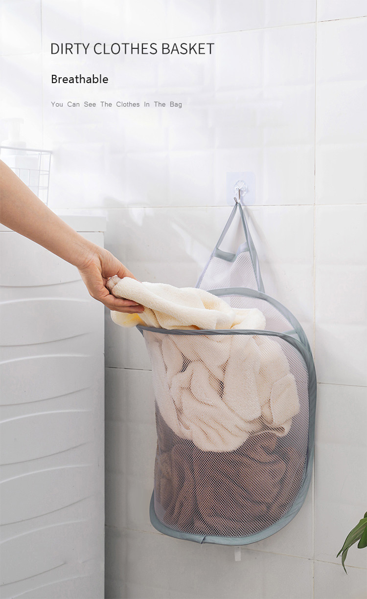 Badu.bg Сгъваема висяща кошница за пране Монтирана на стена мрежеста чанта за съхранение ...